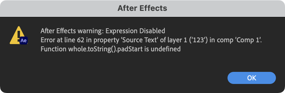 How to fix a common After Effects expression error