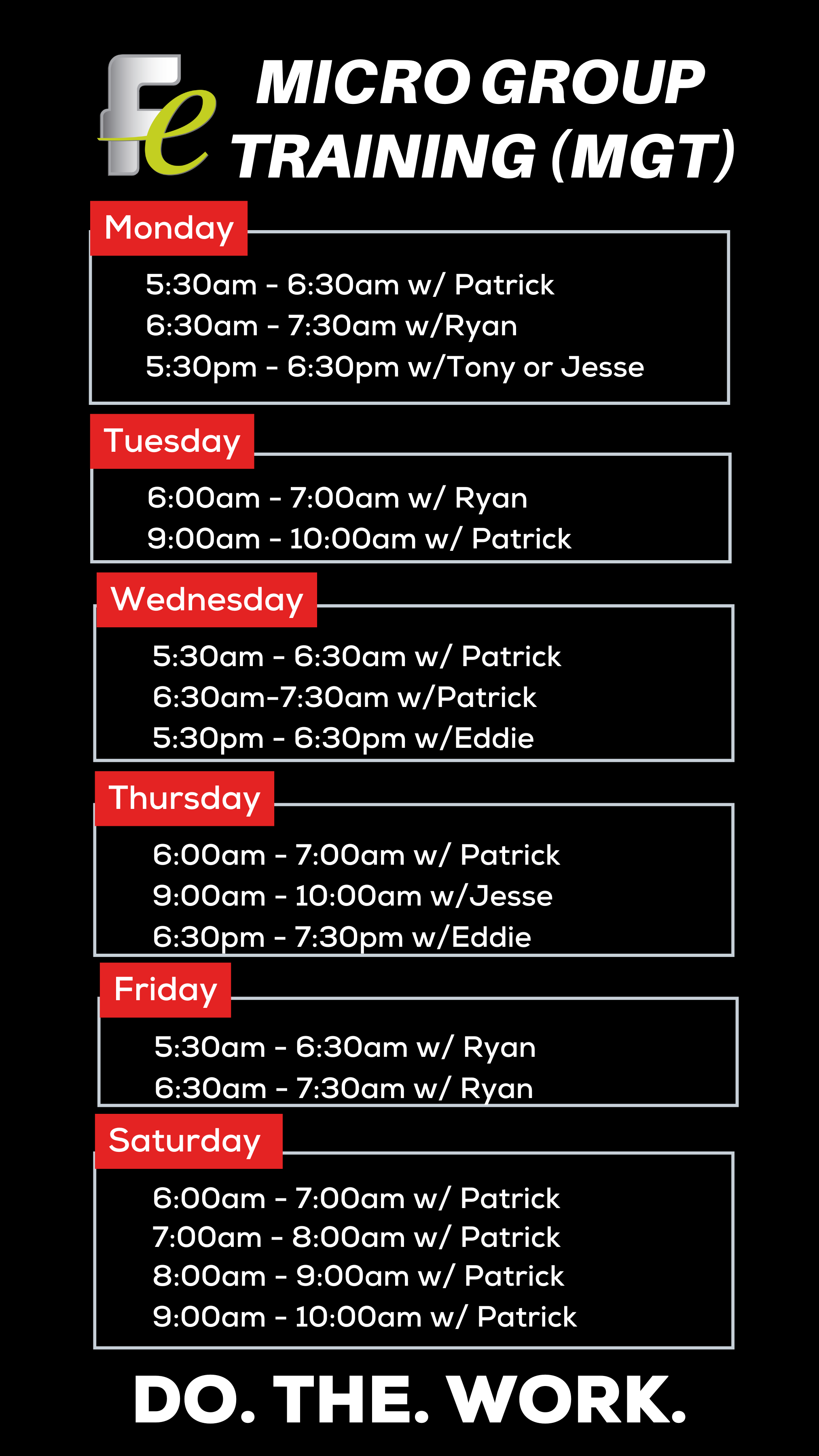 Micro Group Training Schedule | Functional Elements – Weekly Fitness ...