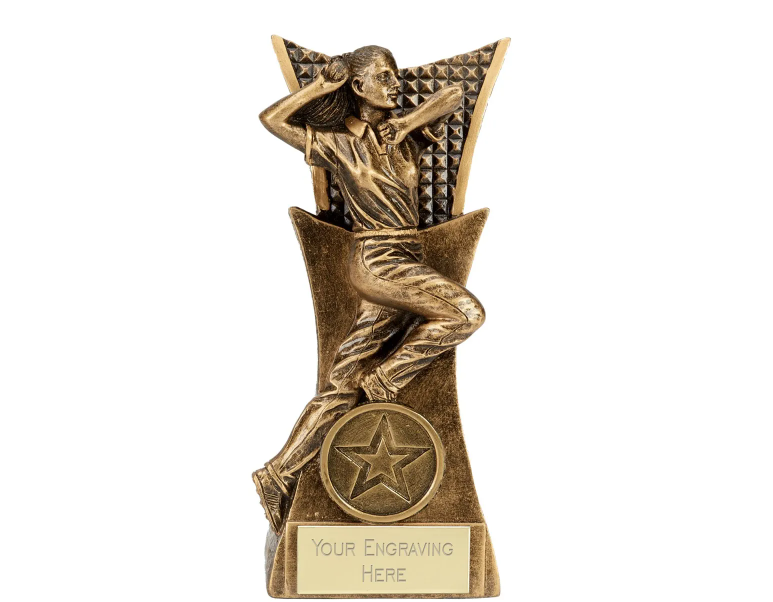 Antique Gold Female Cricket Bowler Trophy 18cm (7 1/8") — Champ ...