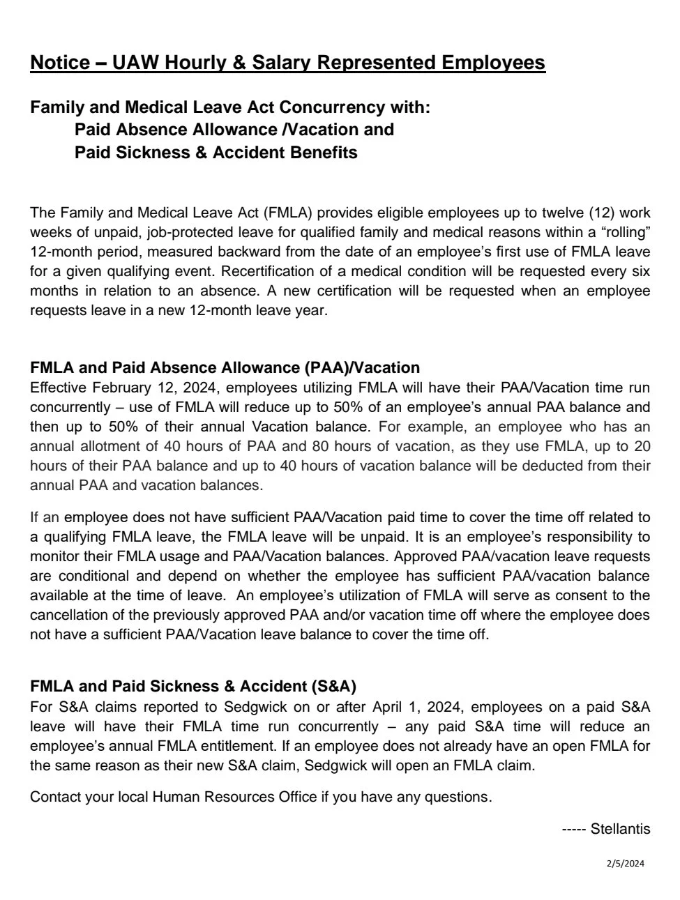 FMLA NOTICE — TACUAW.org