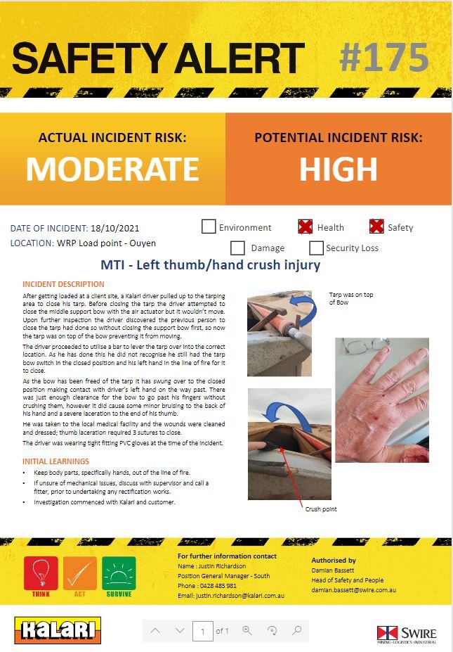 Safety Alerts — Qube Bulk - Queensland SSAN