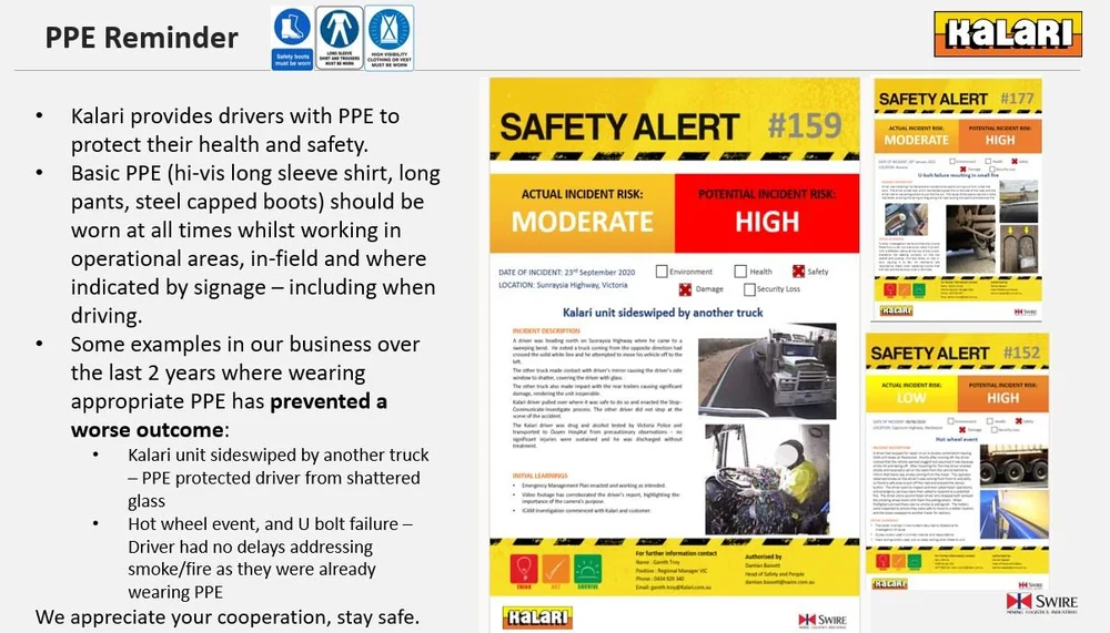 PPE Reminder — Qube Bulk - Queensland SSAN