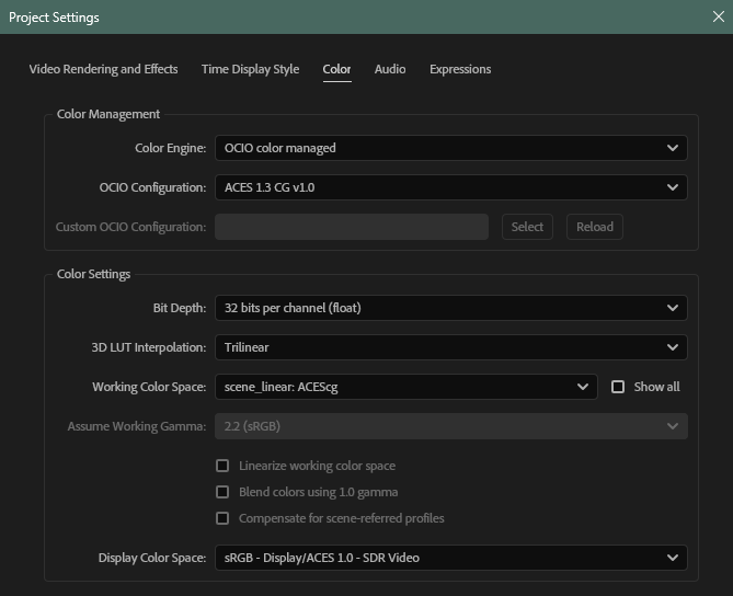 After Effects/ACES Color Space Cheatsheet — Tom Witte | Motion Design