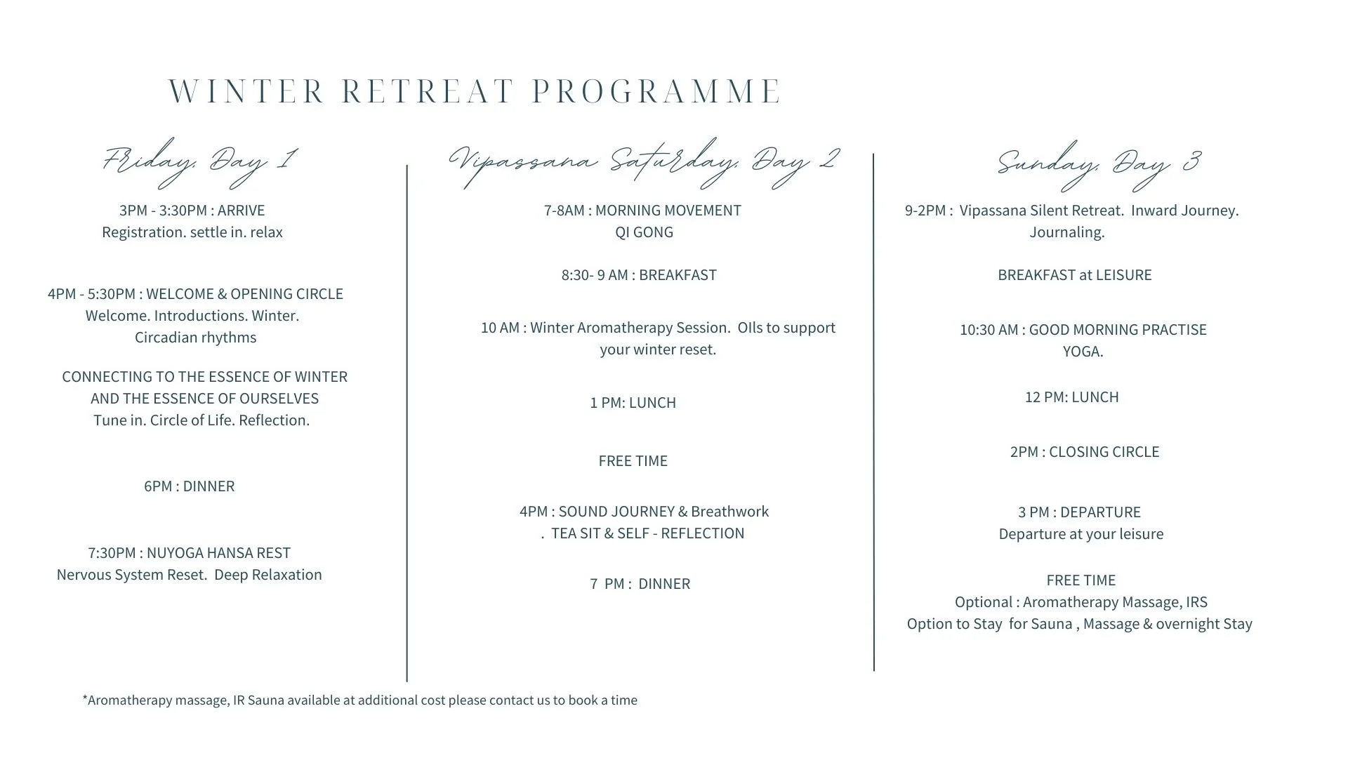 WINTER RETREAT 30th JUNE - 2nd JULY 2023 REST. RESTORE.RENEW — The ...