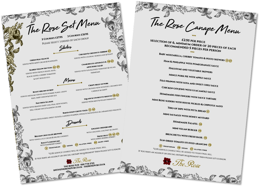 Private Hire — The Rose Pub - The Best Pub in London