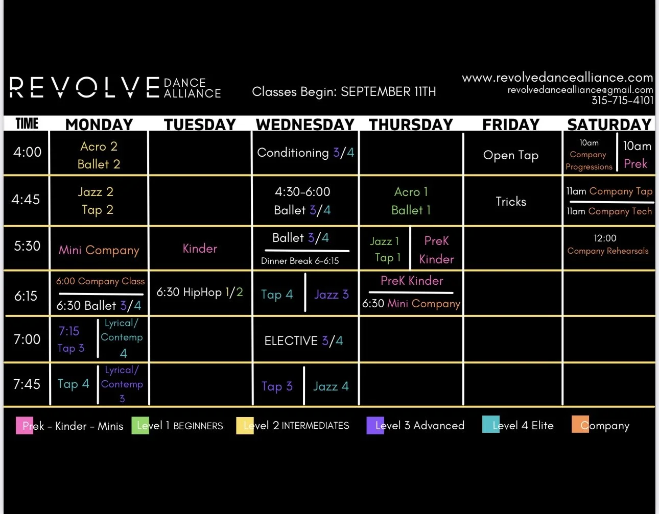 Dance Schedule — Revolve Dance Alliance - Dance Studio in Central New York