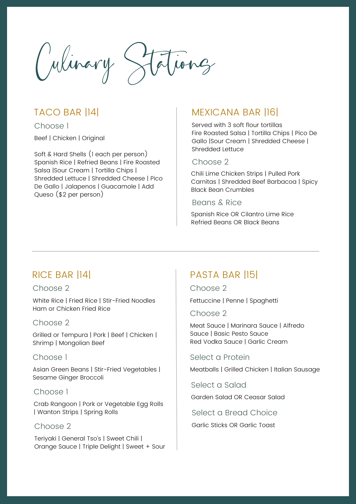 Menu — Eclipse Catering and Events
