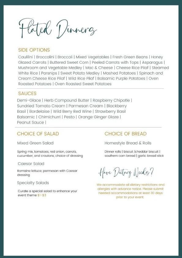 Menu | Book Quality Catering Today — Eclipse Catering and Events