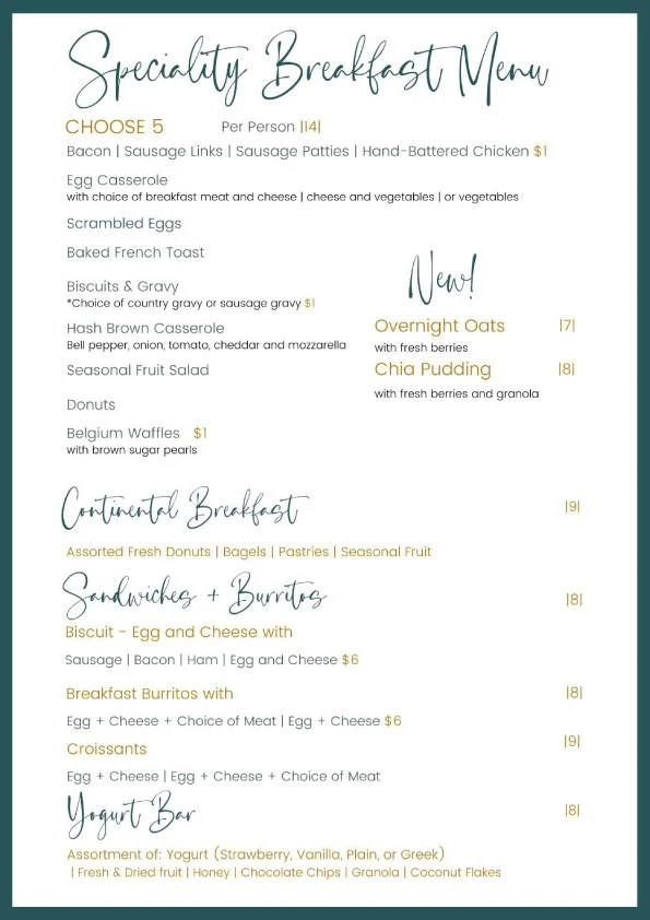 Menu | Book Quality Catering Today — Eclipse Catering and Events