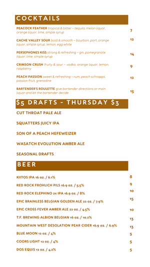 Menu — The Elements Restaurant