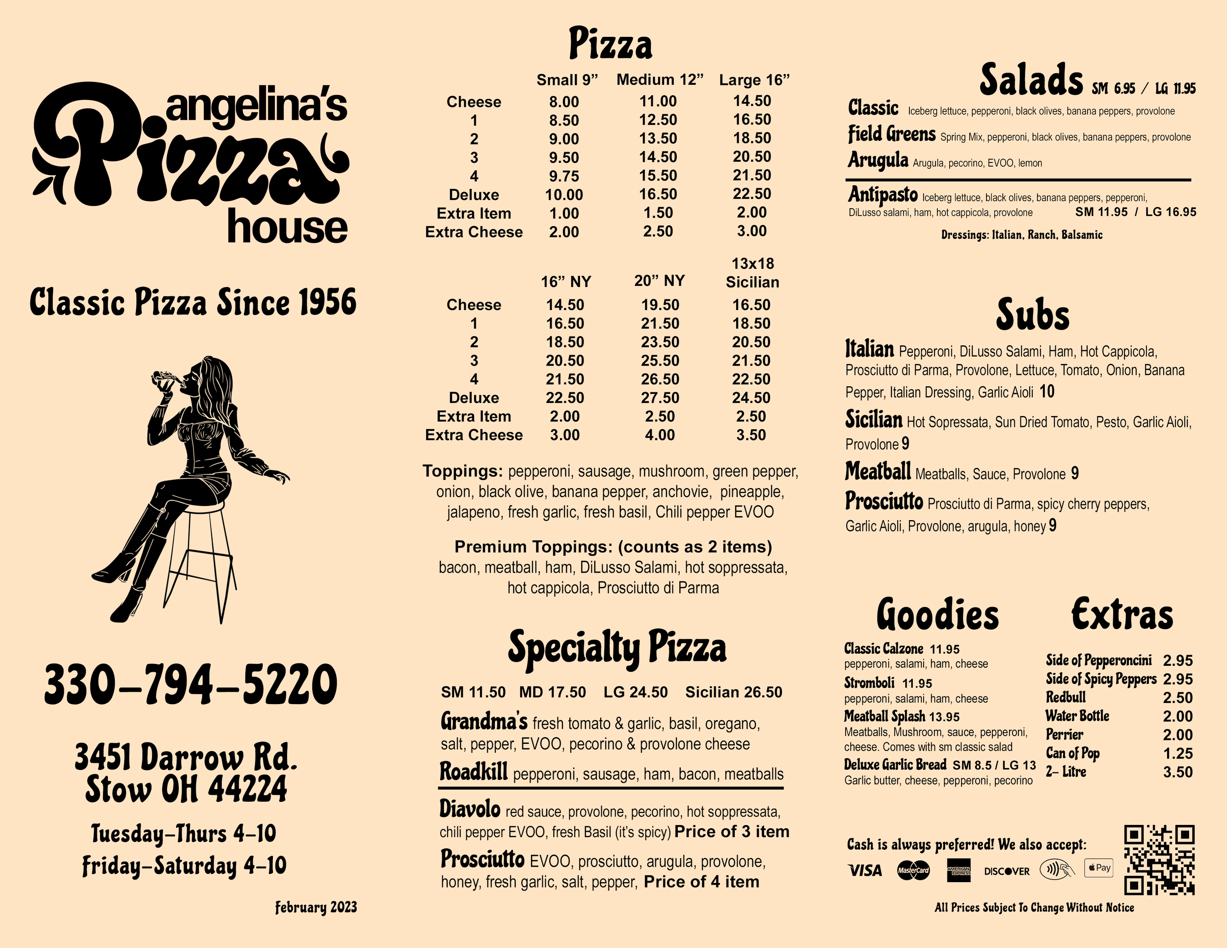 Our Menu | Angelina's Pizza House