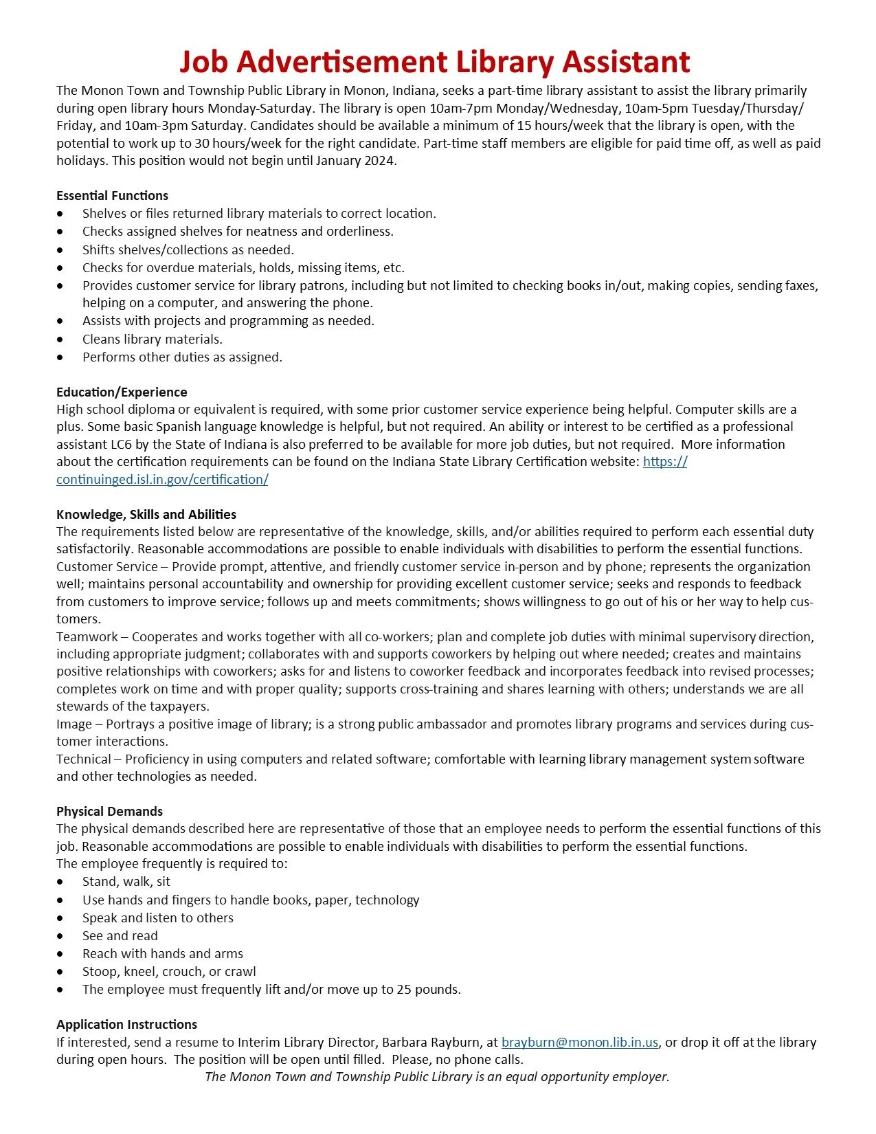 Monon Town and Township Public Library