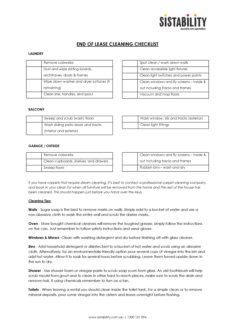 FREE End Of Lease Printable Checklist Sistability Domestic Care free-end-of-lease-printable-checklist-sistability-domestic-care