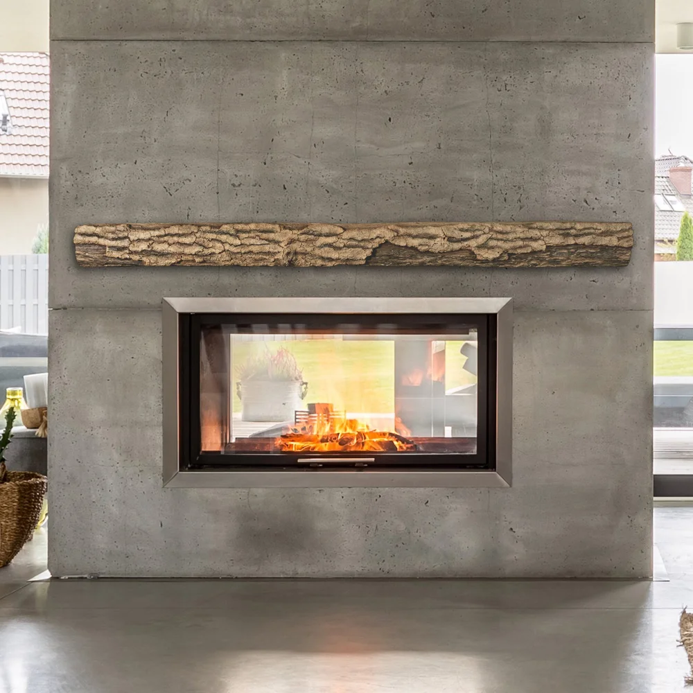 Half-Round Sleeper Log Mantel — Lexington Hearth