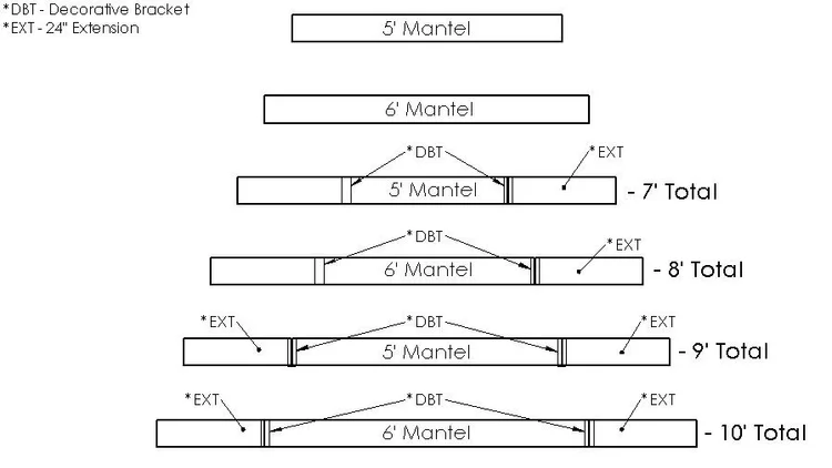Linear Fireplace Mantel Combos | 42″–100″ Easy Order – Lexington Hearth ...