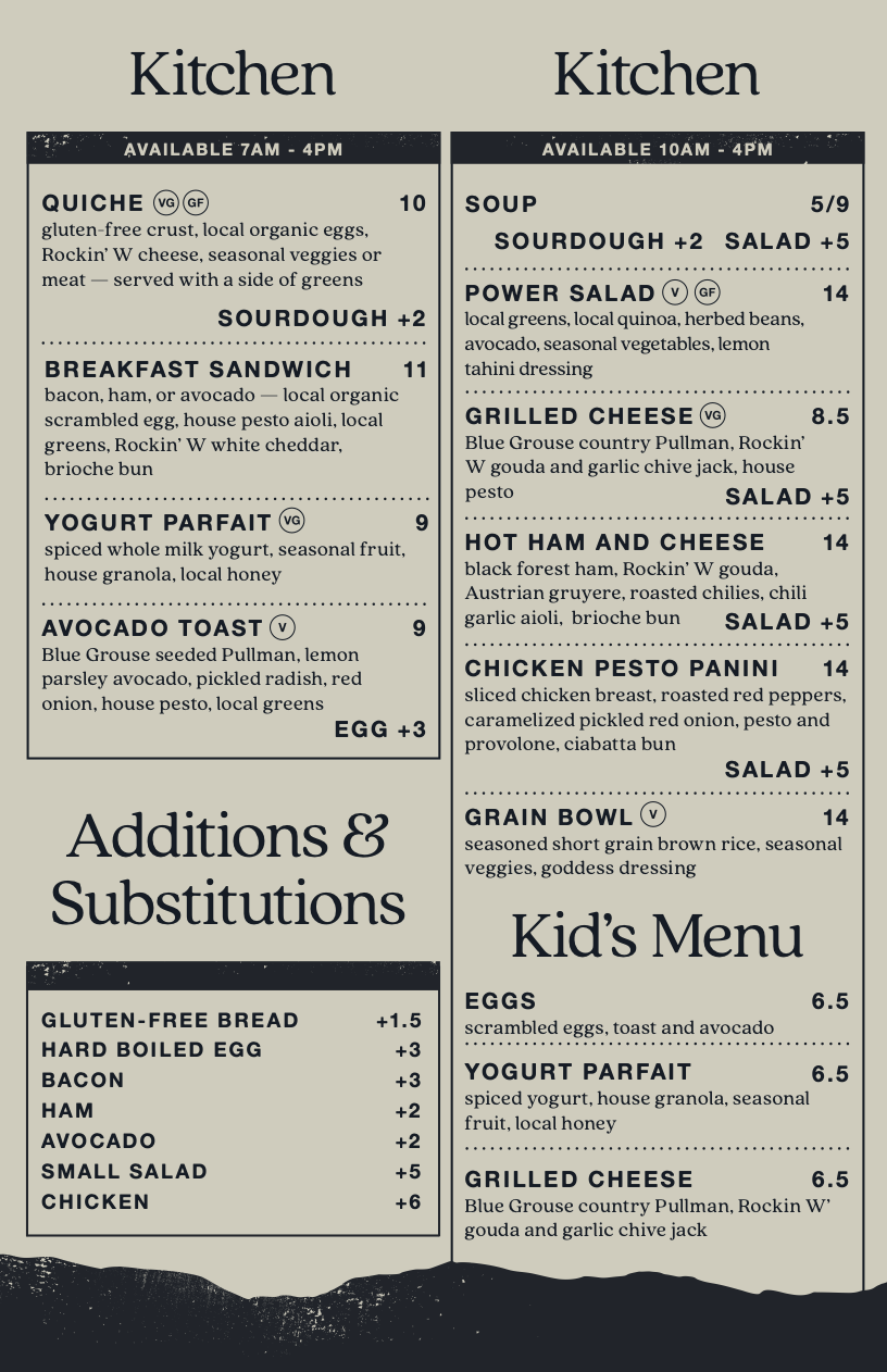 Menu — Bluecorn Cafe & Mercantile