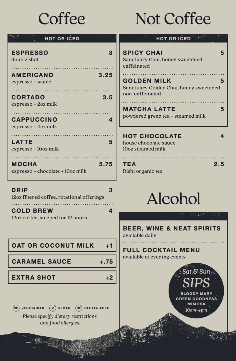 Menu — Bluecorn Cafe & Mercantile