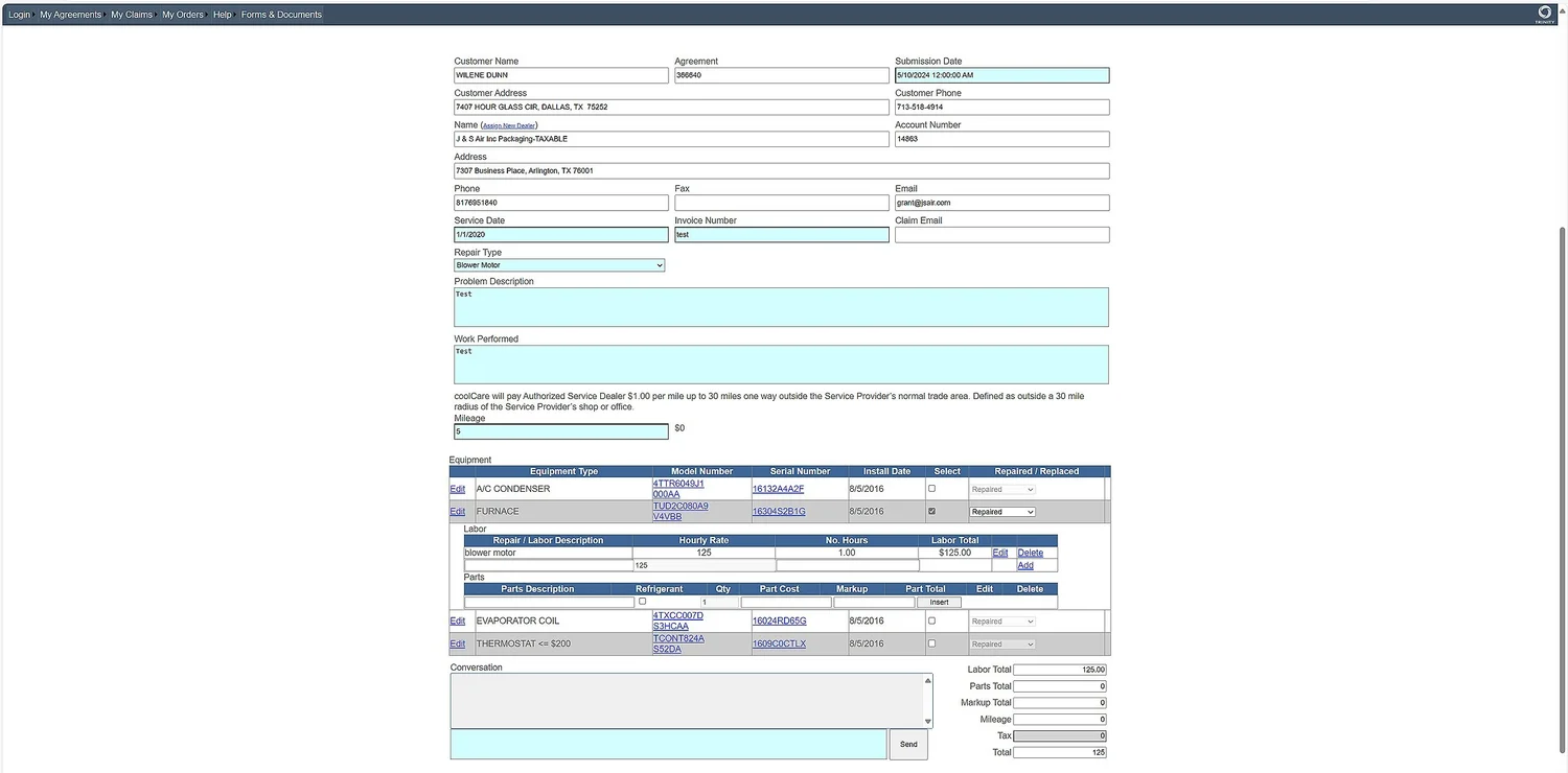 coolCARE Protection Plans — File Claim Sample