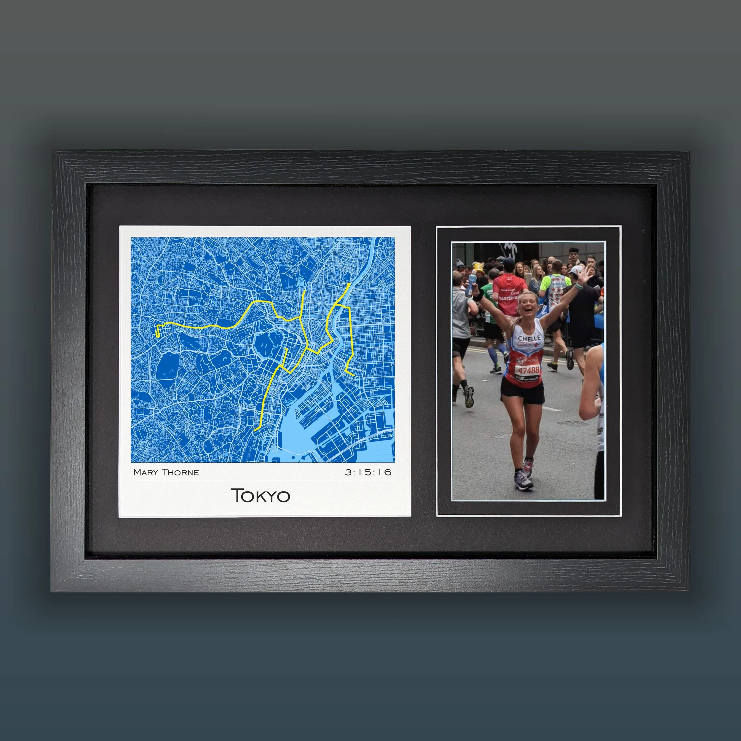 Tokyo - Marathon - Map & Double Medal Display Frame - Marathon Gifts ...