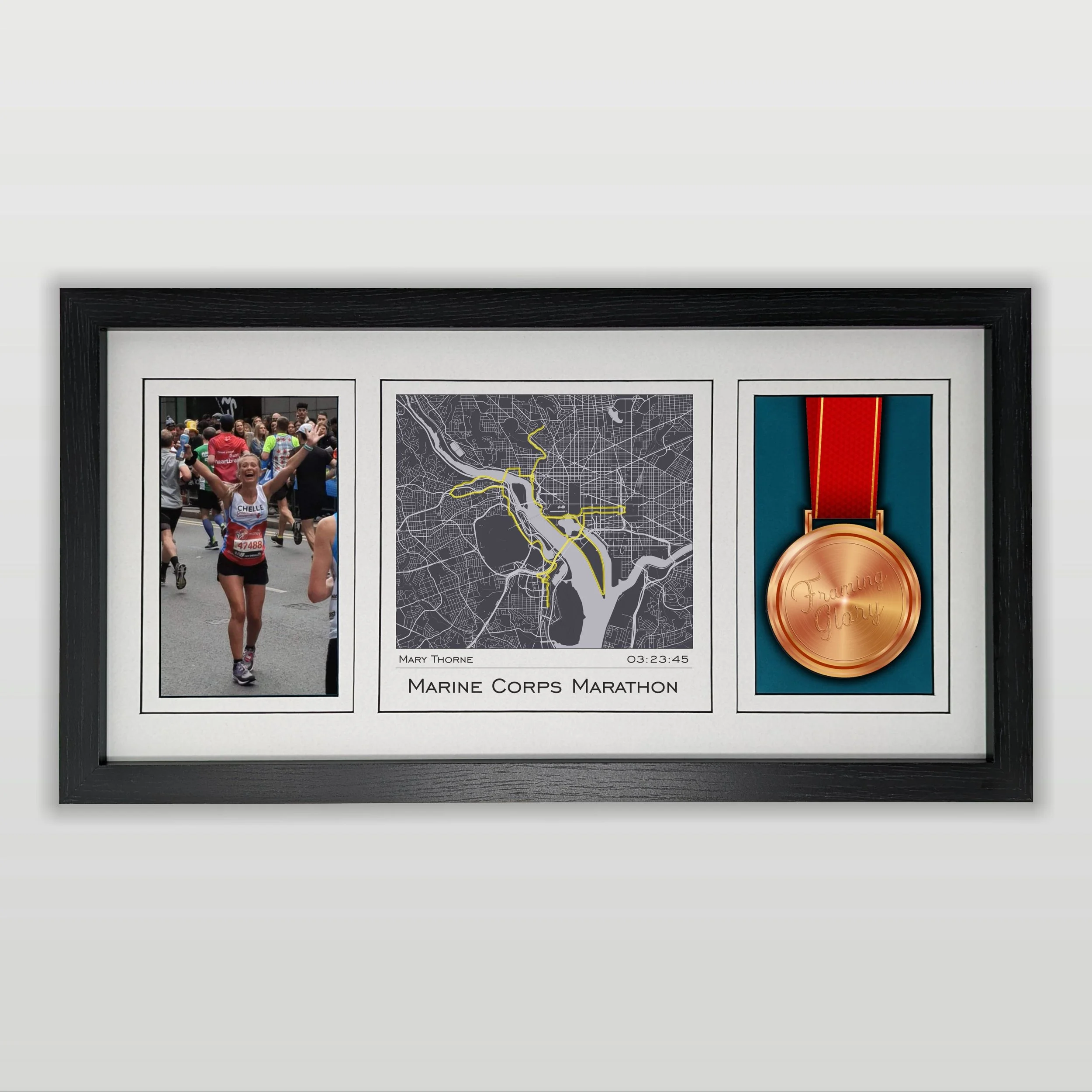 MCM Marine Corps - Marathon - Map & Double Medal Display Frame ...