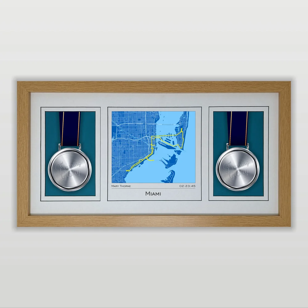 Miami - Marathon - Map & Medal Display Frame - Marathon Gifts - Framing ...