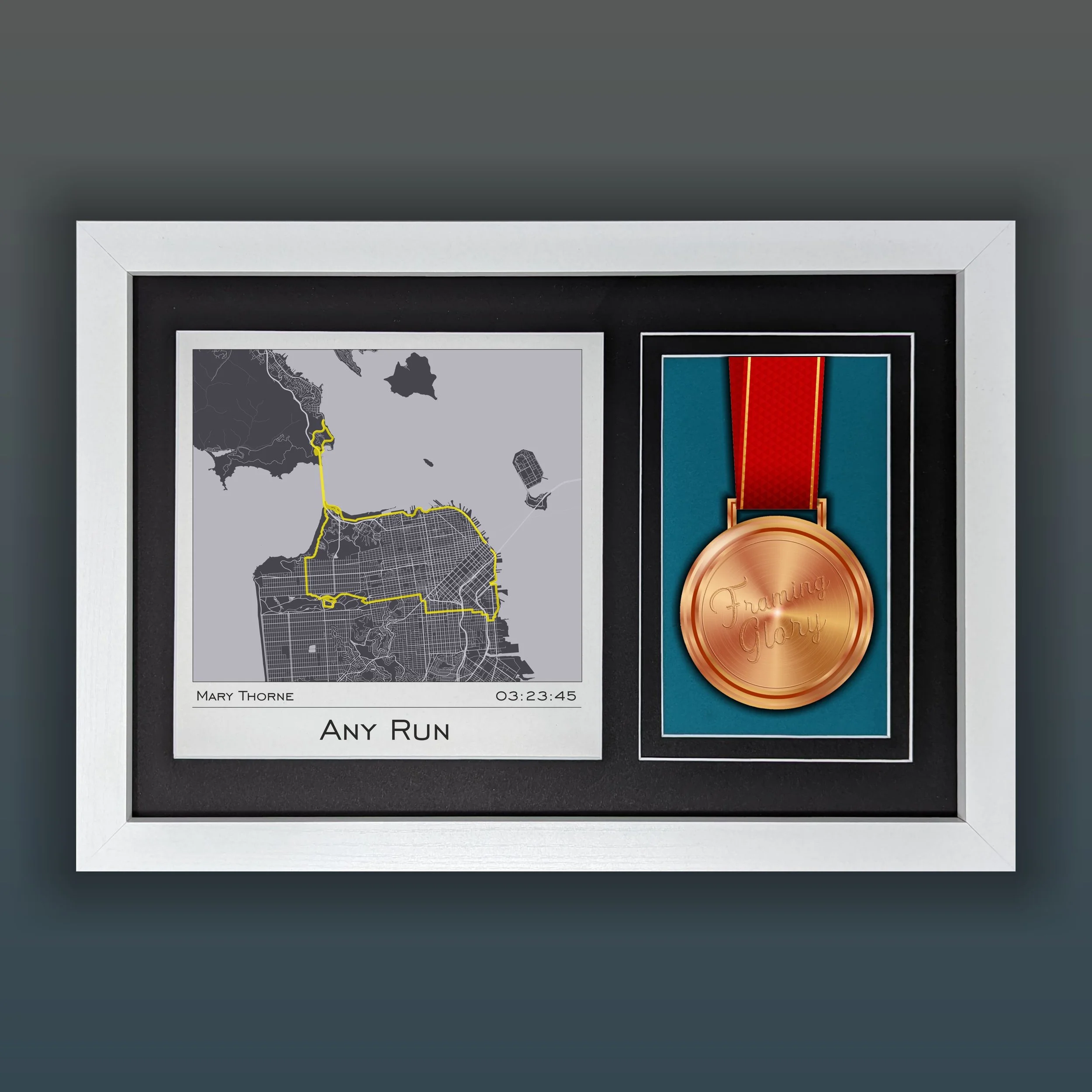 Map & Double Medal Display Frame - Runner Gifts - Framing Glory - Gifts ...