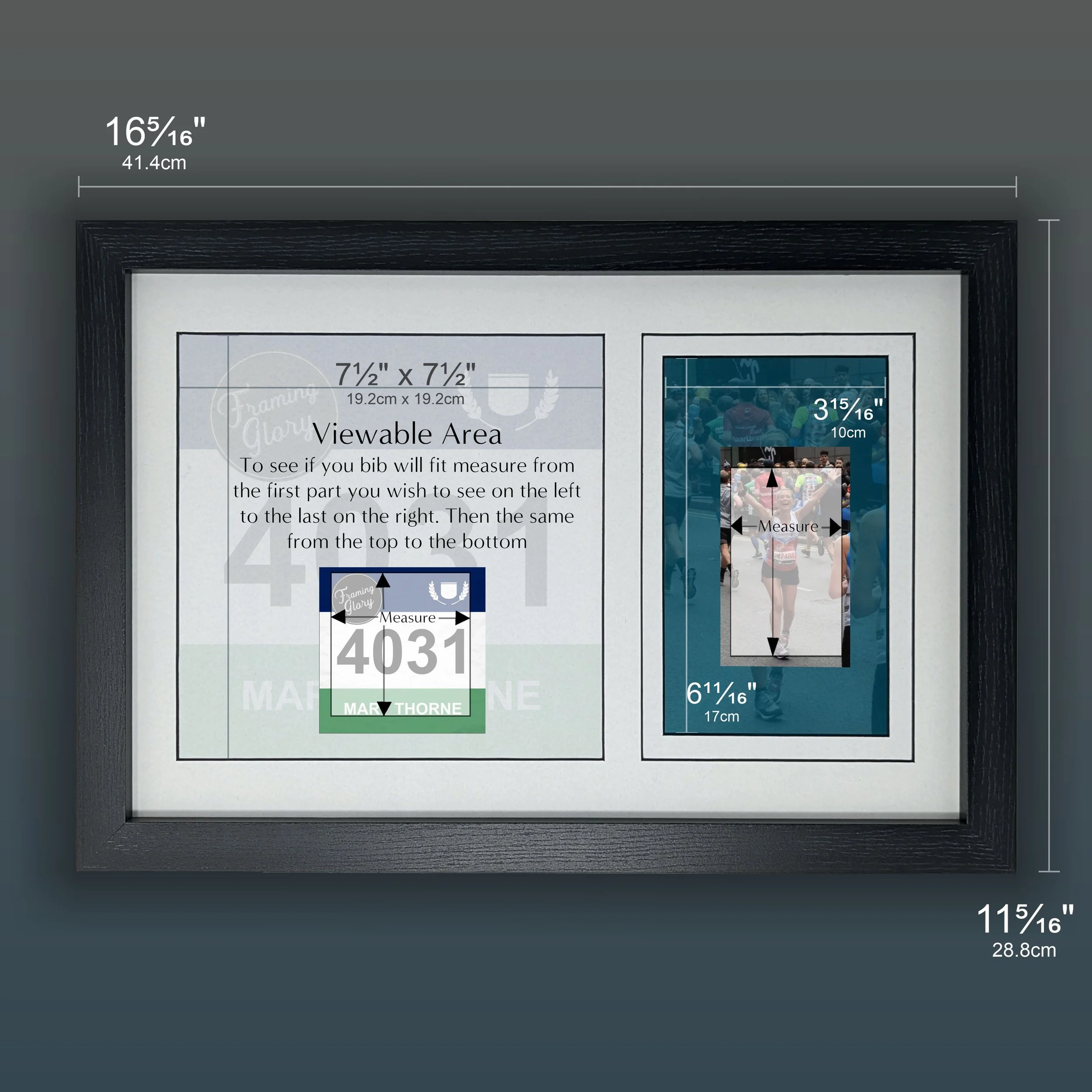 Race Bib, Photo & Medal Display Frame - Runner Gifts - Framing Glory ...