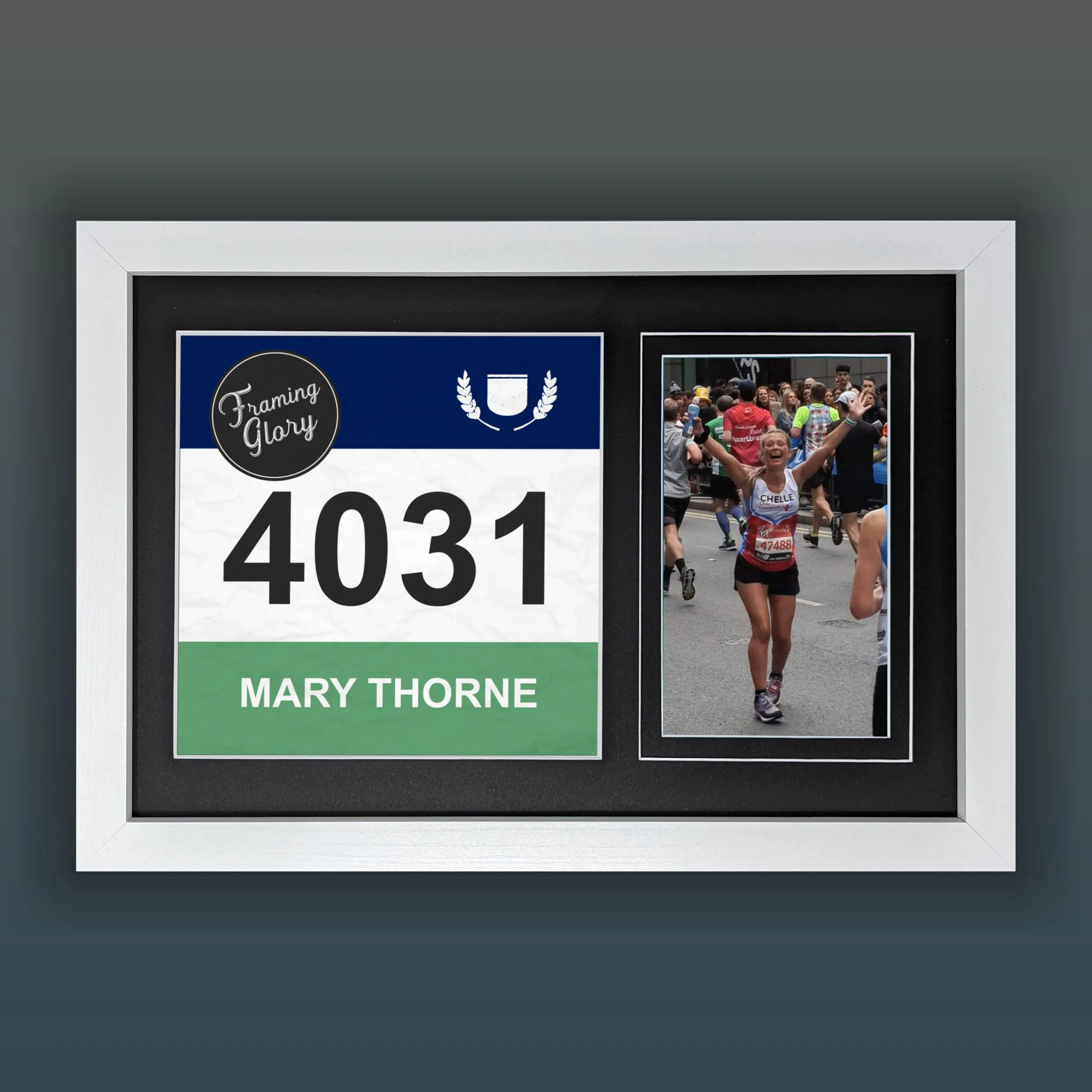 Race Bib & Medal Display Frame - Runner Gifts - Framing Glory - Gifts ...