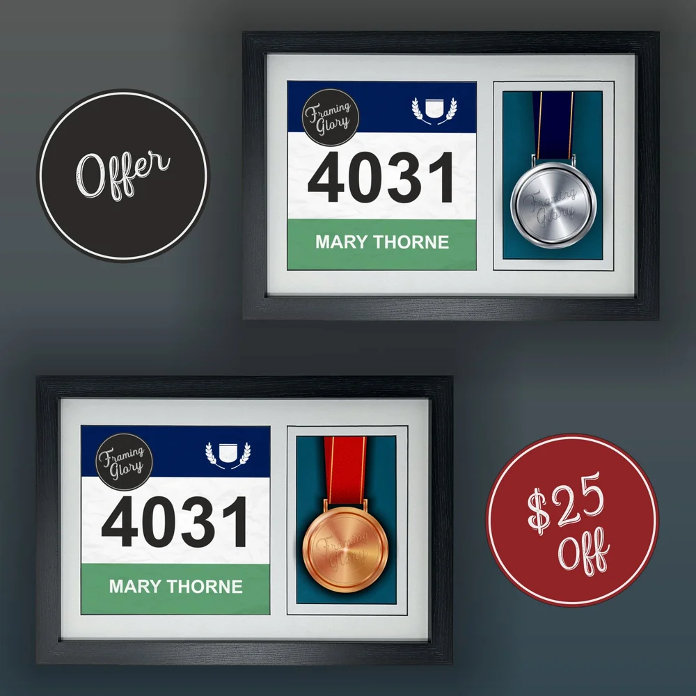 Race Bib & Medal Display Frame - Runner Gifts - Framing Glory - Gifts ...