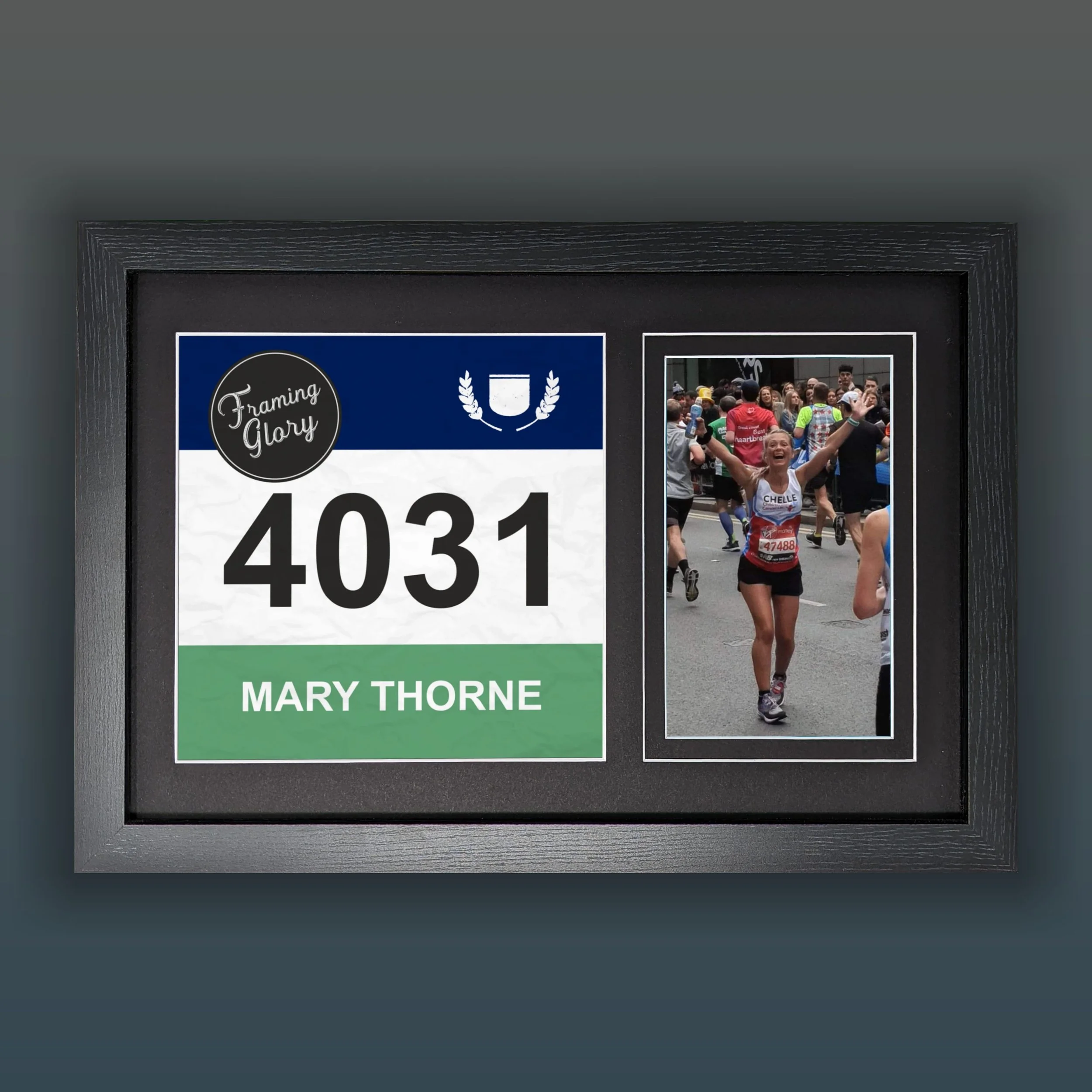 Race Bib, Photo & Medal Display Frame - Runner Gifts - Framing Glory ...