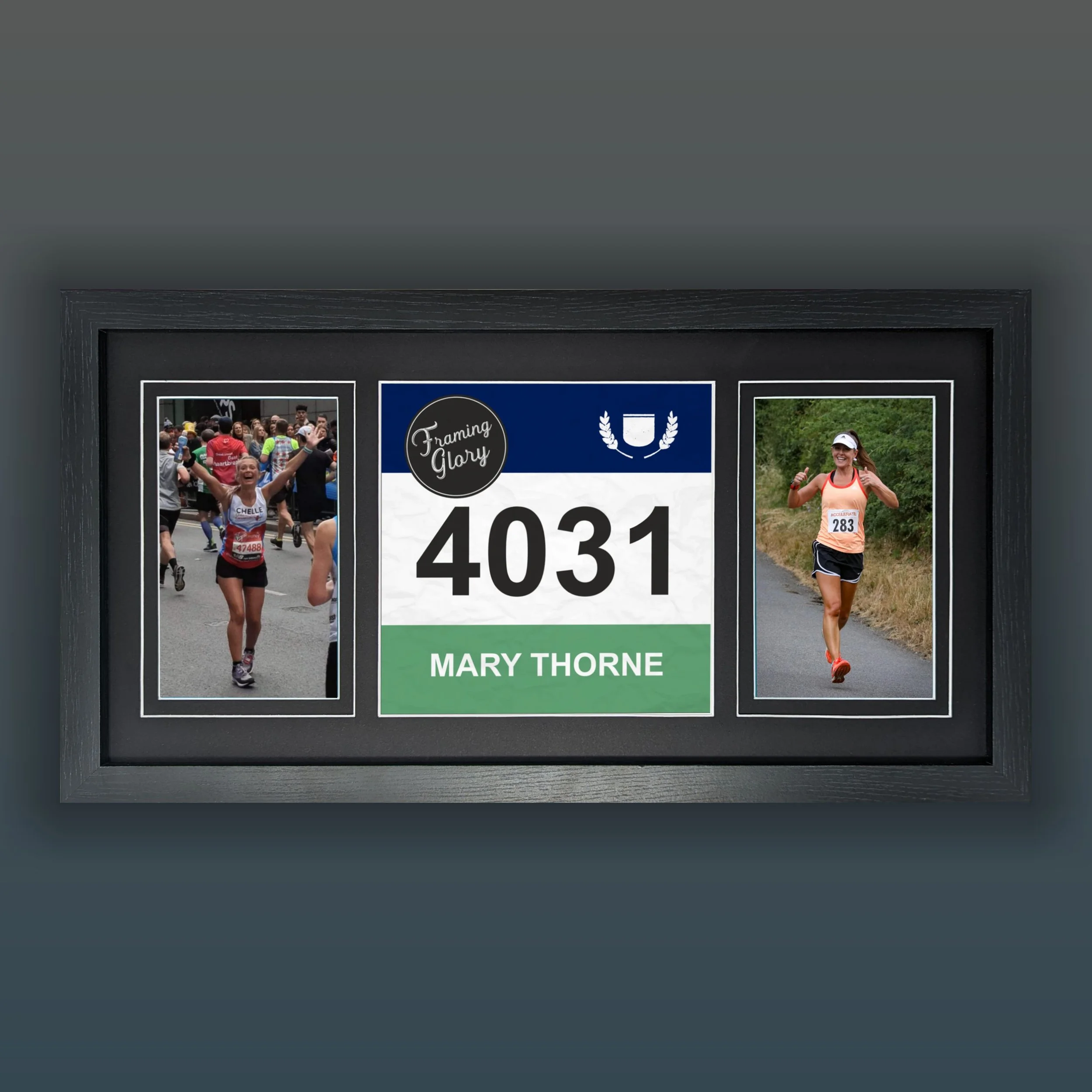 Race Bib, Photo & Medal Display Frame - Runner Gifts - Framing Glory ...