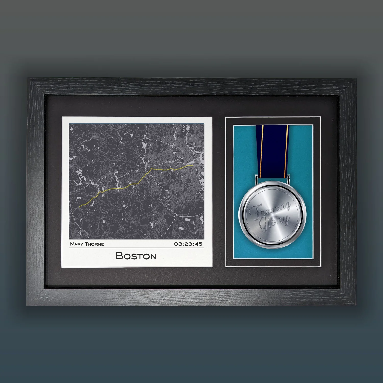 Boston - Marathon - Map, Photo & Medal Display Frame - Marathon Gifts ...
