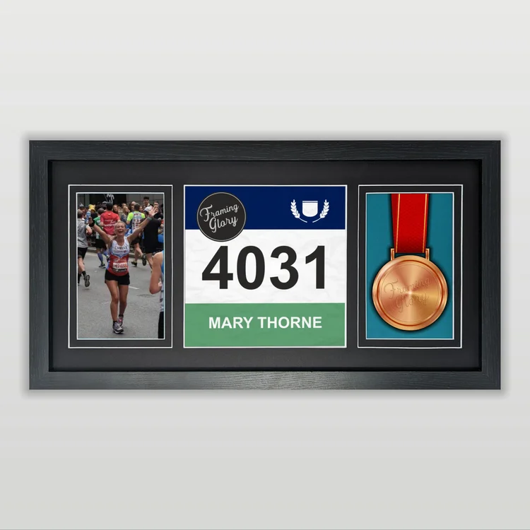 Race Bib & Medal Display Frame - Runner Gifts - Framing Glory - Gifts ...