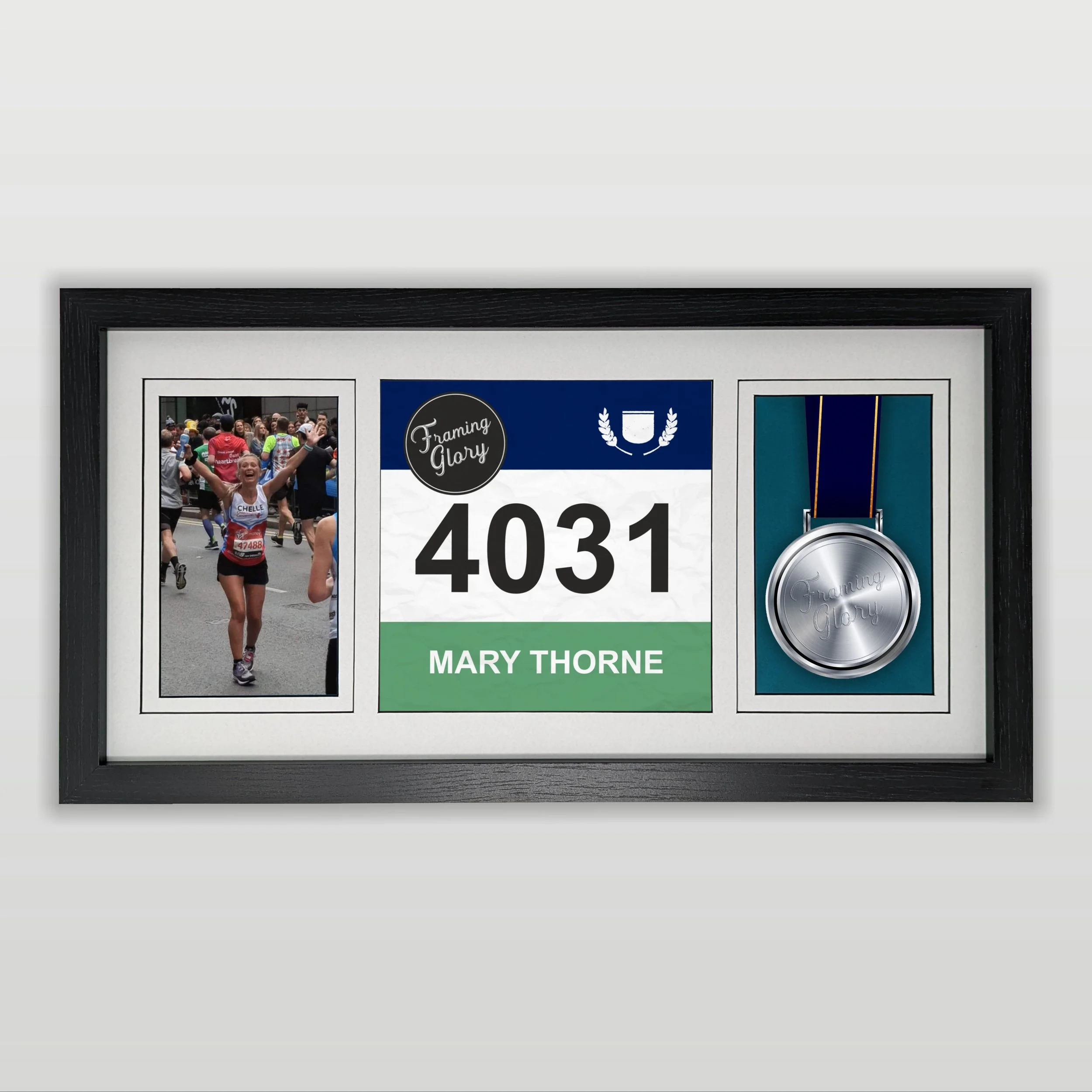 Race Bib & Photo Display Frame - Runner Gifts - Framing Glory - Gifts ...
