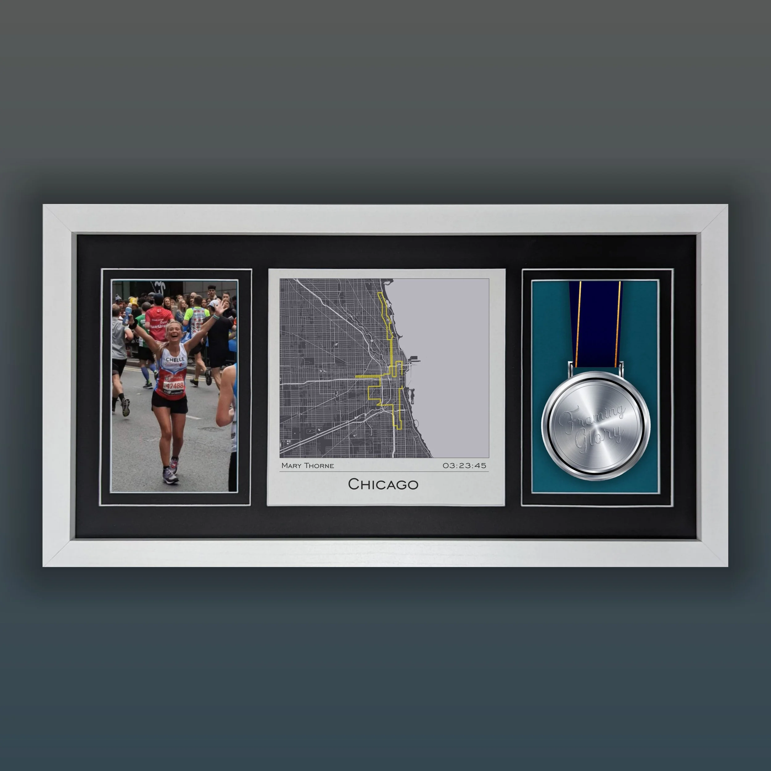 Chicago - Marathon Run Route Map Print - Framed - Marathon Gifts ...