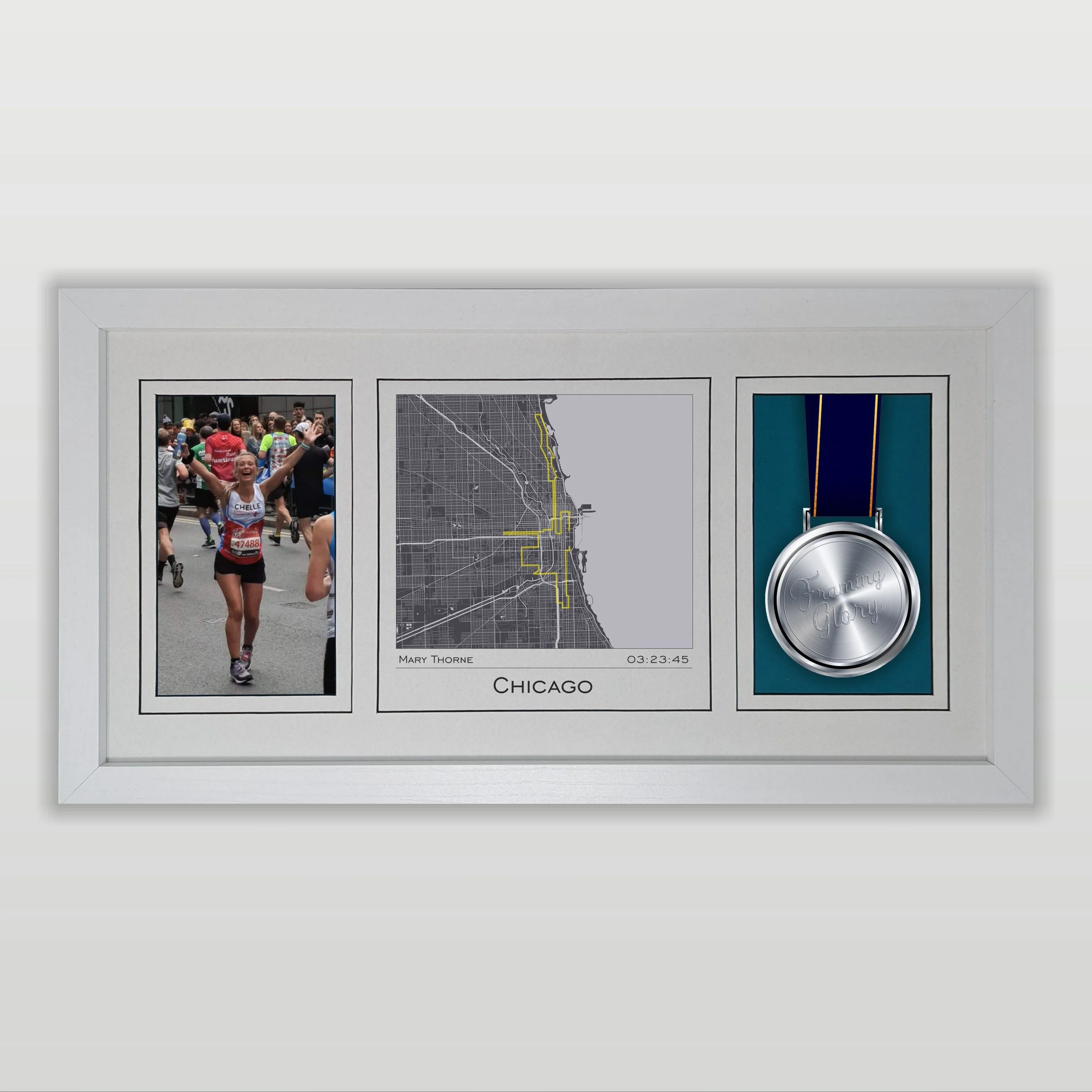 Chicago - Marathon Run Route Map Print - Framed - Marathon Gifts ...