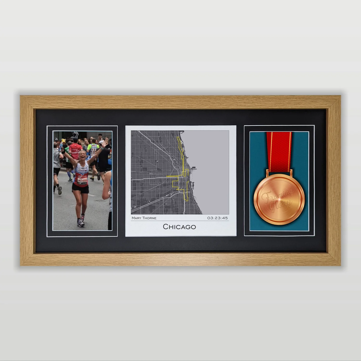 Chicago - Marathon Run Route Map Print - Framed - Marathon Gifts ...