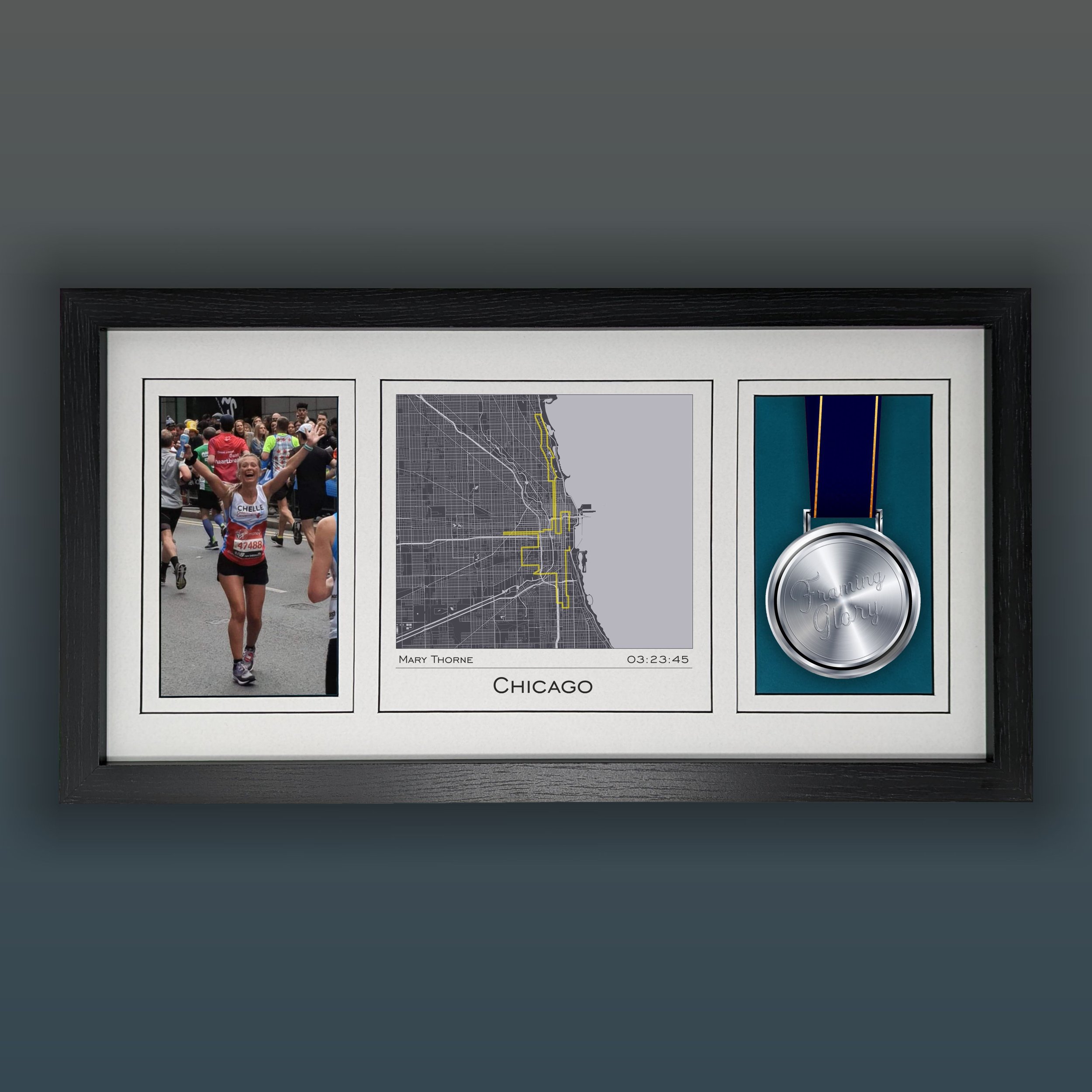 Chicago - Marathon Run Route Map Print - Framed - Marathon Gifts ...