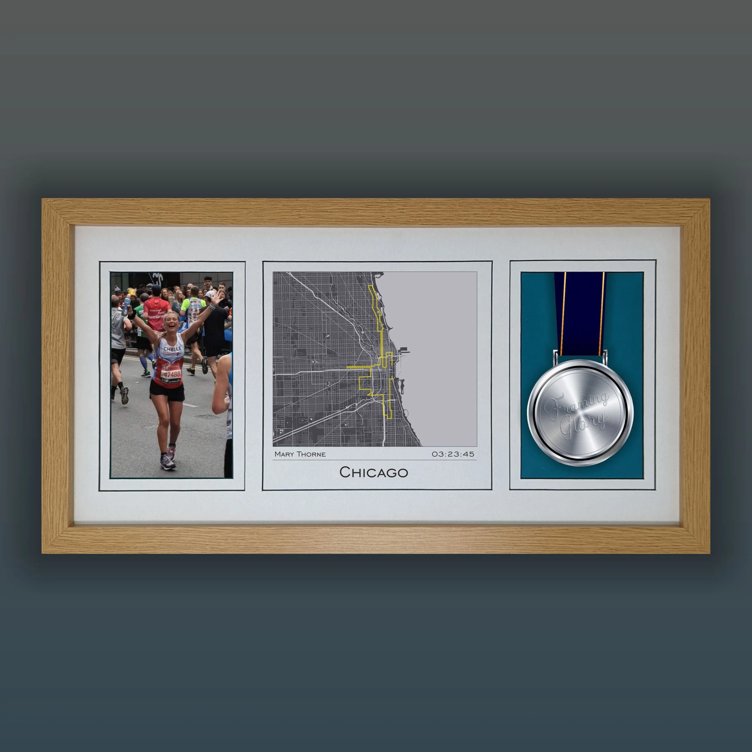 Chicago - Marathon Run Route Map Print - Framed - Marathon Gifts ...