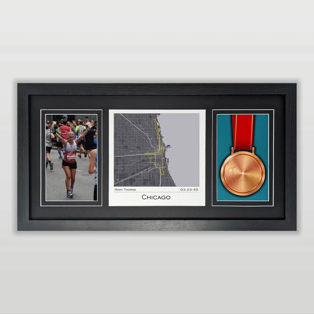 Chicago - Marathon Run Route Map Print - Framed - Marathon Gifts ...