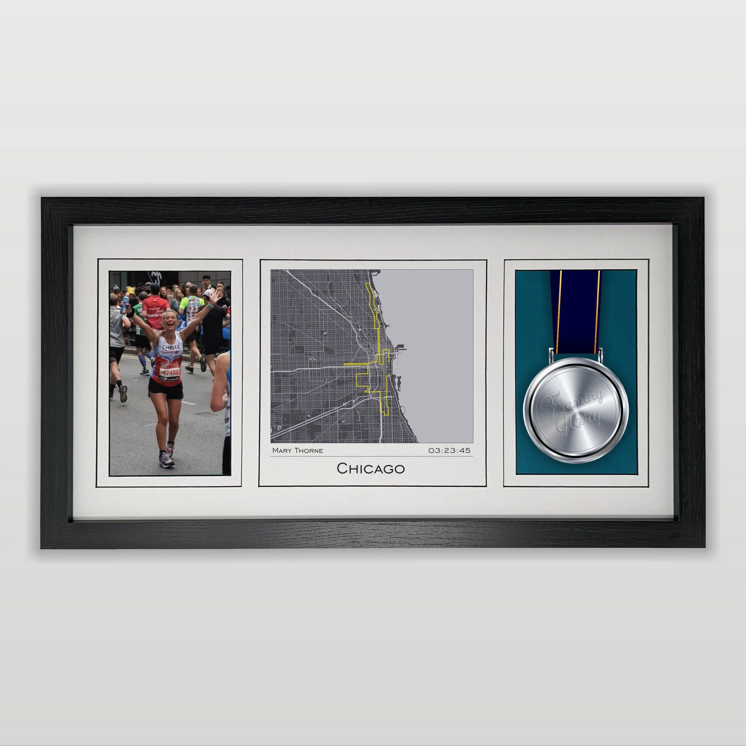 Chicago - Marathon Run Route Map Print - Framed - Marathon Gifts ...