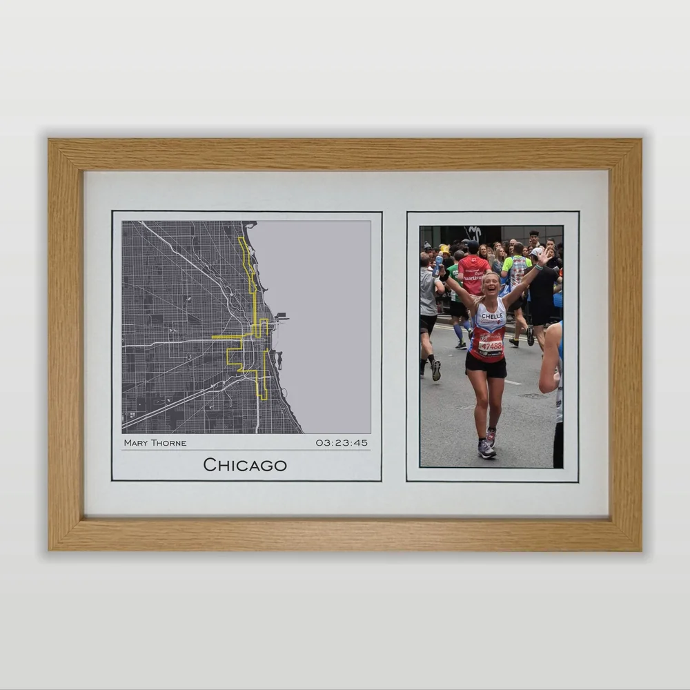 Chicago - Marathon Run Route Map Print - Framed - Marathon Gifts ...