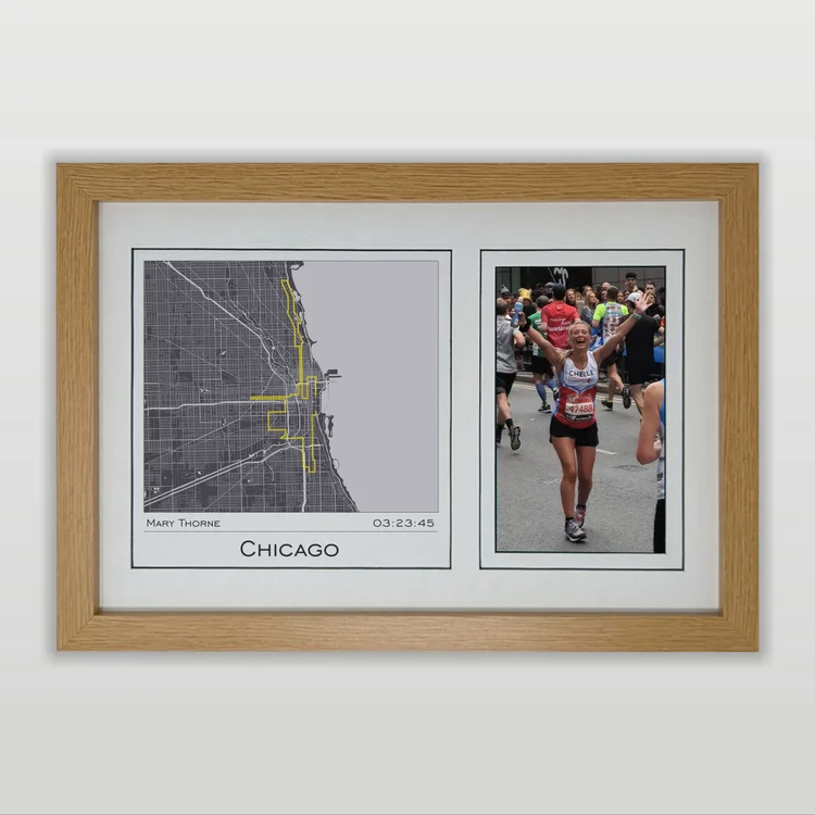 Chicago - Marathon Run Route Map Print - Framed - Marathon Gifts ...