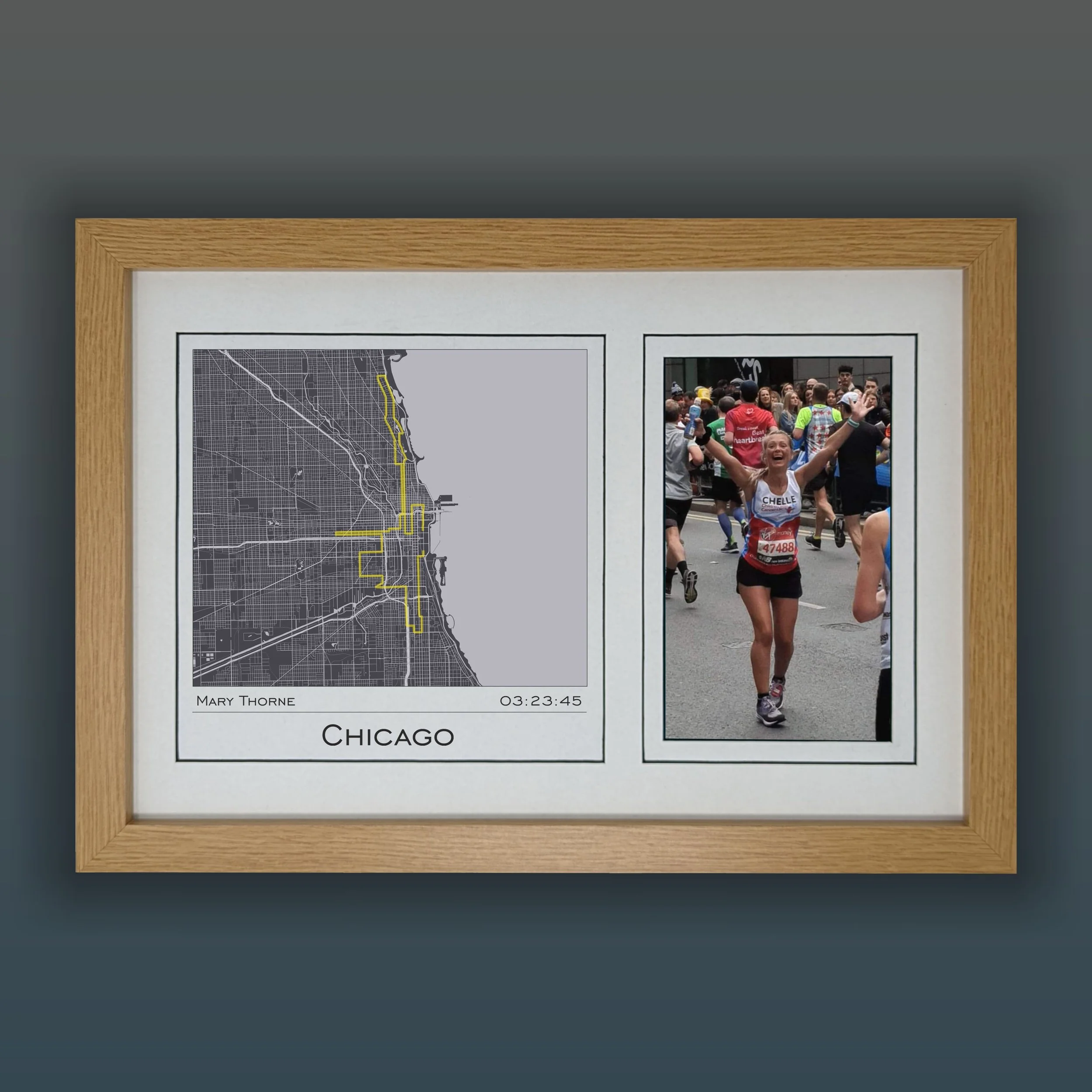 Chicago - Marathon Run Route Map Print - Framed - Marathon Gifts ...