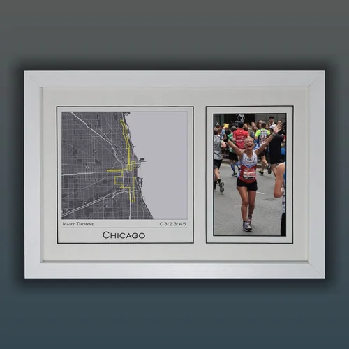 Chicago - Marathon Run Route Map Print - Framed - Marathon Gifts ...