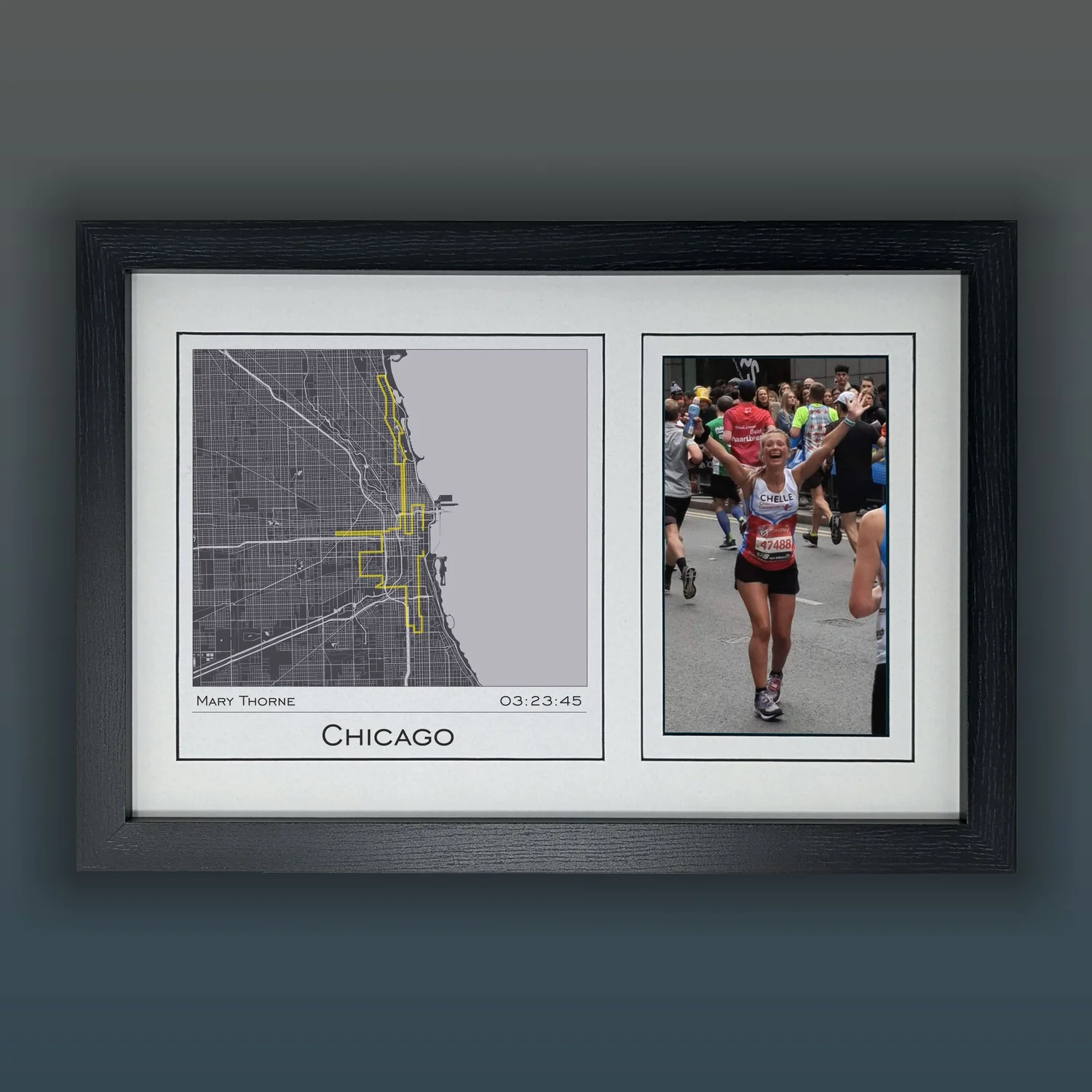 Chicago - Marathon Run Route Map Print - Framed - Marathon Gifts ...