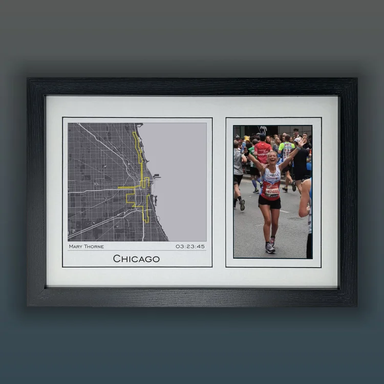 Chicago - Marathon Run Route Map Print - Framed - Marathon Gifts ...