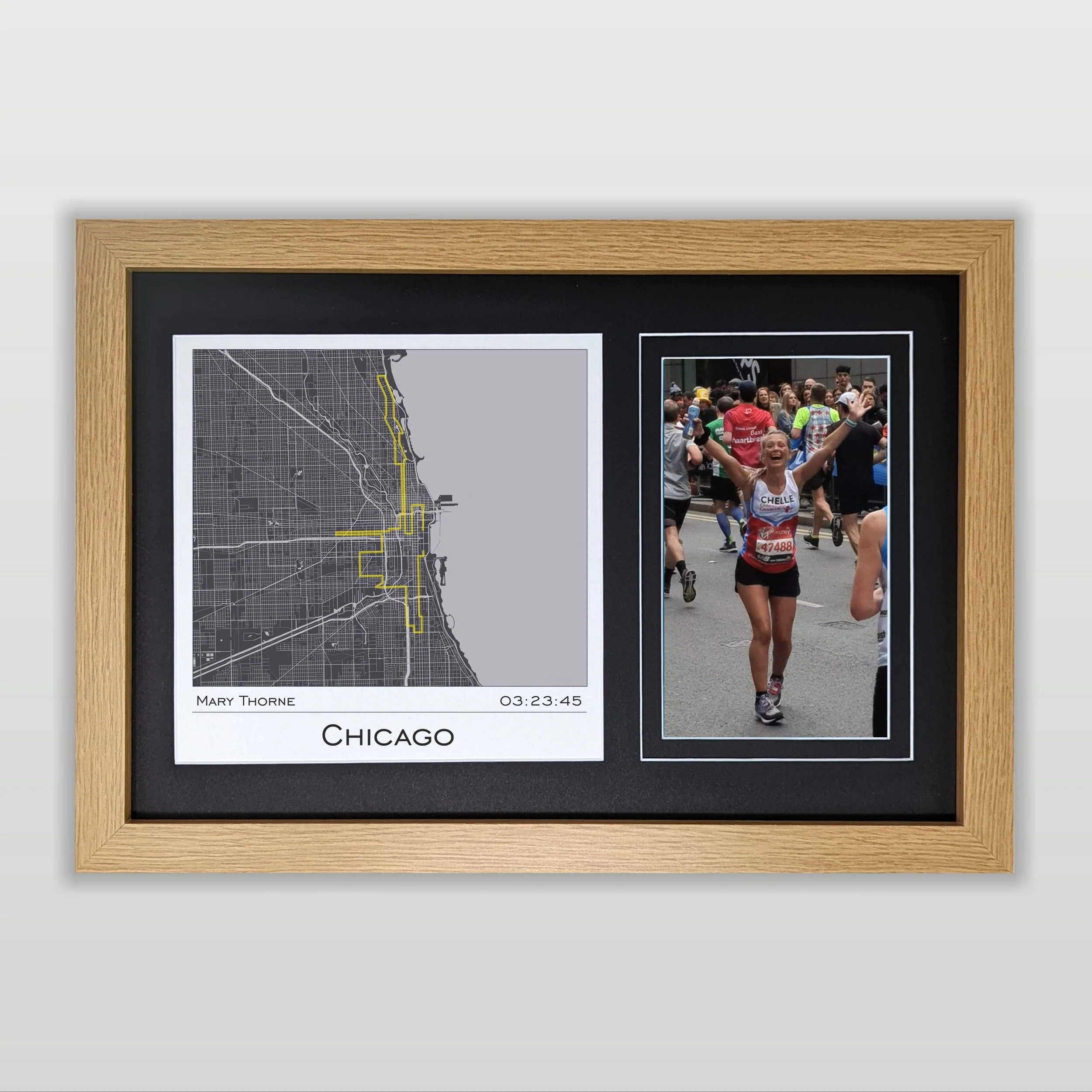 Chicago - Marathon Run Route Map Print - Framed - Marathon Gifts ...