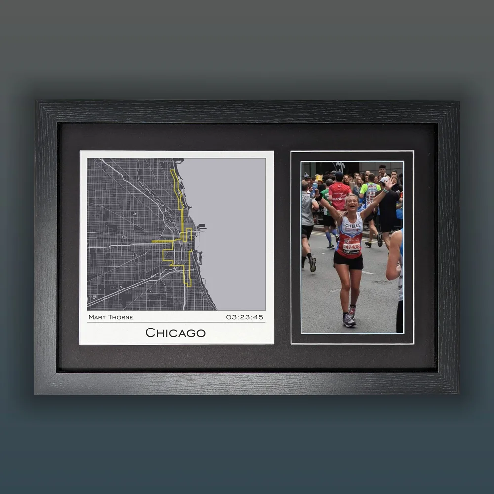 Chicago - Marathon Run Route Map Print - Framed - Marathon Gifts ...