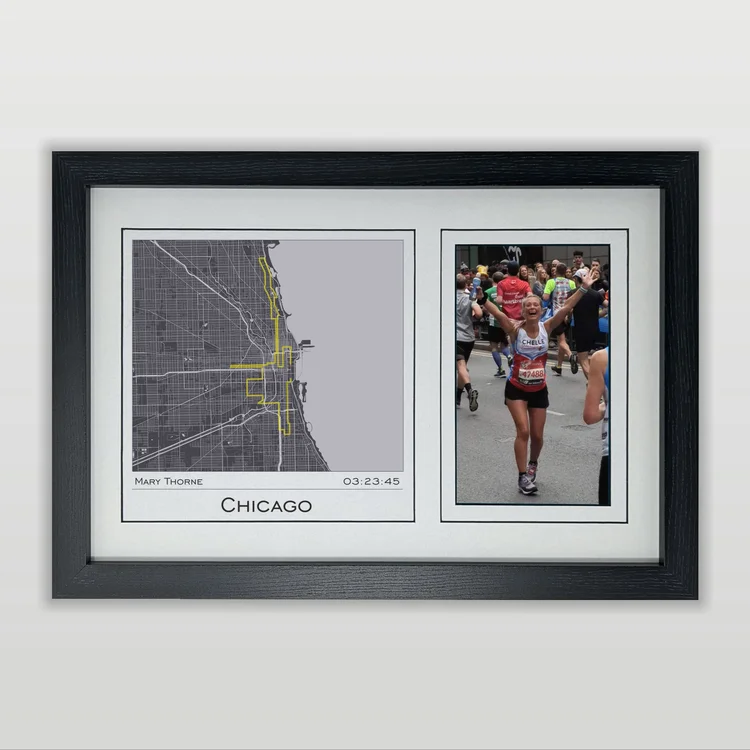 Chicago - Marathon Run Route Map Print - Framed - Marathon Gifts ...